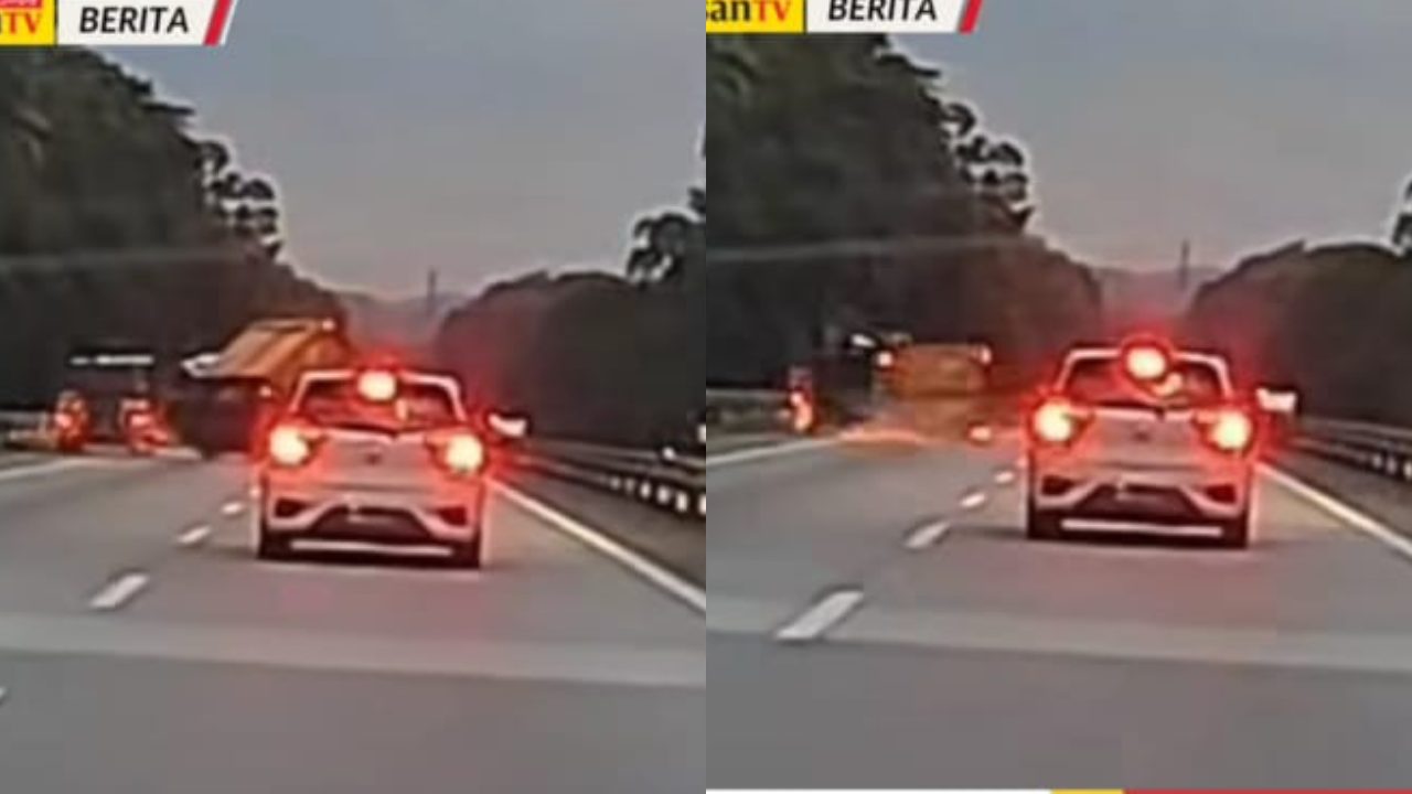 Lorry Defies Gravity by Righting Itself After Tipping Over in a Collision