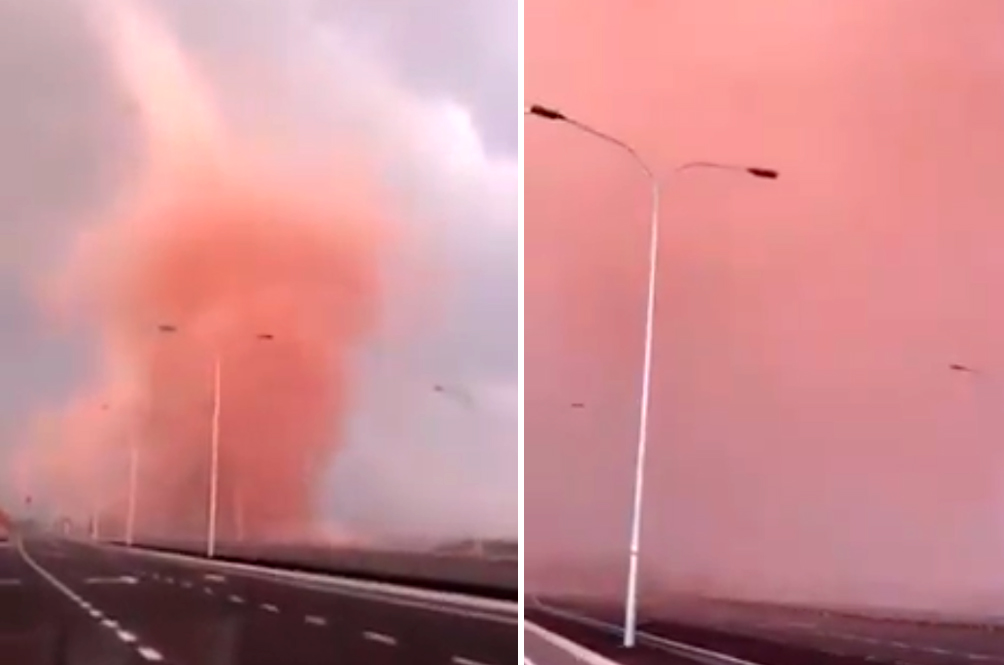 Pink Power: A Pink-Coloured Tornado Was Spotted In Johor | Gempak